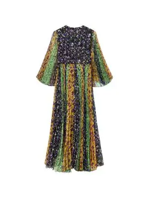 La DoubleJ Angel Floral-print Pleated Maxi Dress