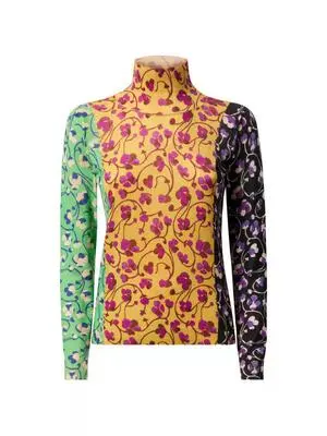 La DoubleJ Floral Turtle-neck Blouse