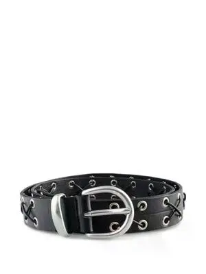 MOLEBO Eyelet Leather Belt - Black