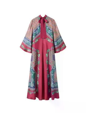 La DoubleJ Magnifico Floral Maxi Dress With Pussy-bow - Red