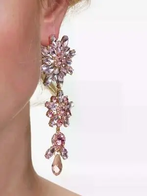 SELF-PORTRAIT Flower Crystal Drop Earrings