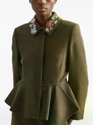 Erdem Embroidered-collar Peplum Jacket
