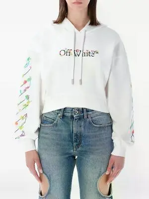Off-white Floral Sweatshirts Hoodies For Women