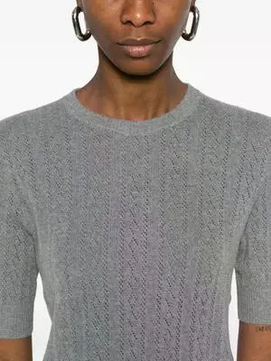 LISA YANG Nika Short-sleeve Sweater - Grey