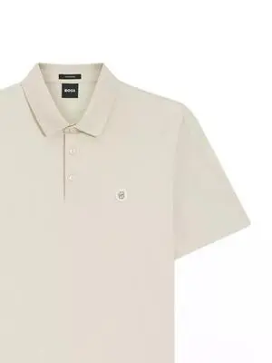 BOSS Buttoned Logo-detail Polo Shirt - Neutrals