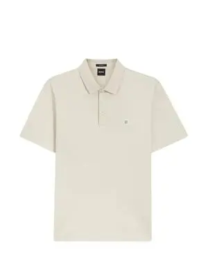 BOSS Mercerised-cotton Polo Shirt With Double B Monogram - Neutrals