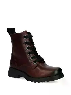 Fly London Lace-up Pull-tab Boots - Red
