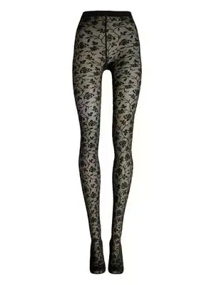 Wolford Rose Floral Tights - Black