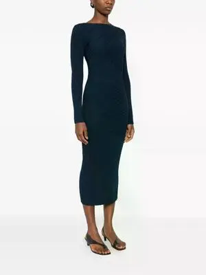 Patrizia Pepe Sculptural Knit Midi Dress - Blue