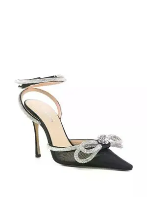 Mach & Mach Double Bow Ankle-strap Heeled Pumps - Black