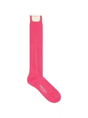 FORTELA Ribbed Knit Knee-High Socks Pink