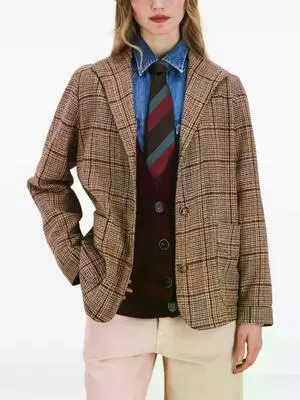 FORTELA Checked Single-breasted Blazer - Brown
