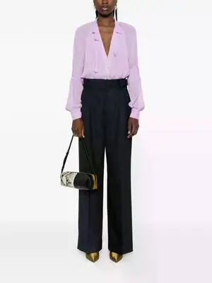 Alberta Ferretti Pleated Trousers With Cuffed Hem