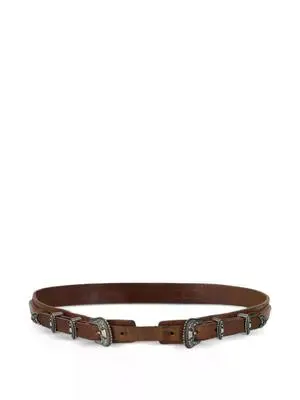 FORTELA Leather Double-buckle Belt - Brown