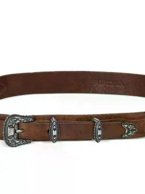 FORTELA Leather Double-buckle Belt - Brown