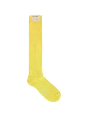FORTELA Ribbed Knee High Socks - Yellow