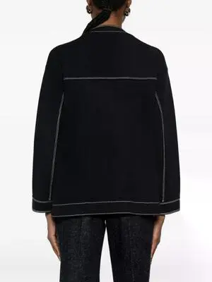 Sandro Contrast Stitch Cardigan - Blue