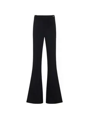 Elisabetta Franchi Logo Charm Crepe Flare Trousers - Black