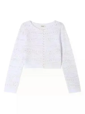 Sandro Embellished Cropped Cardigan - White