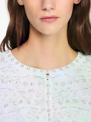 Sandro Embellished Cropped Cardigan - White