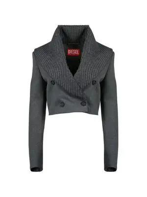 DIESEL Button Shawl Collar Cropped Jacket