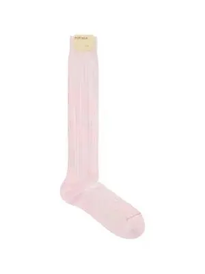 FORTELA Ribbed-knit Knee-high Socks - Pink