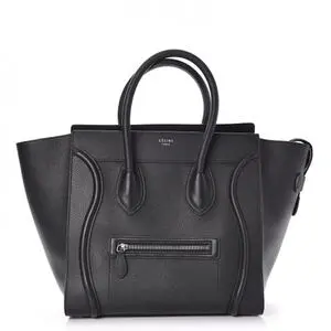 Celine Luggage Drummed Calfskin Mini - Black