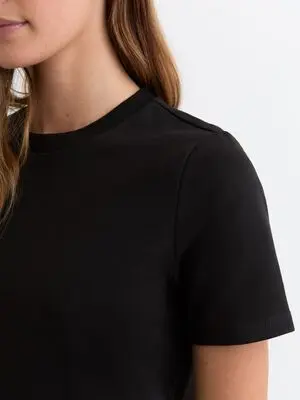 REISS Josie Stretch-cotton Ribbed-neck T-shirt - Black