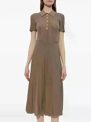 Michael Kors Half-button Pleated Midi Dress