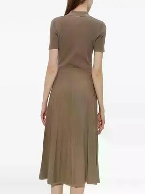 Michael Kors Half-button Pleated Midi Dress