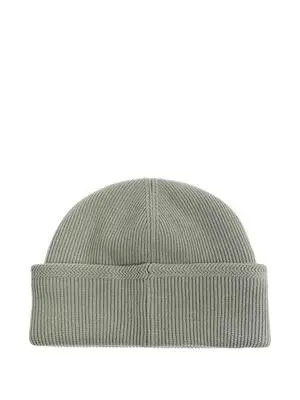 Stone Island Ribbed Beanie With Logo Patch - Grey