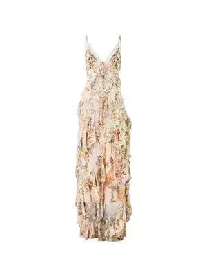 Camilla Floral Ruffled Dress - Neutrals
