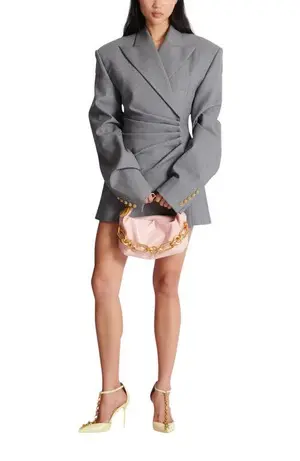 Balmain Draped Wool Jacket Dress