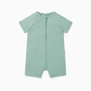 MORI Ribbed Zip-up Sleepsuit