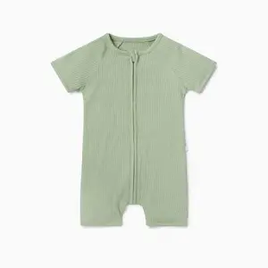 MORI Ribbed Summer Zip-up Sleepsuit