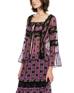 Anna Sui Cameo Stripe Print Tie Blouse