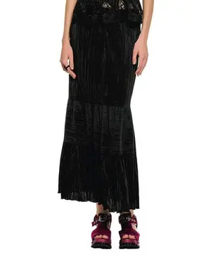 Anna Sui Plisse Tiered Maxi Skirt