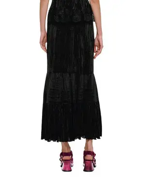 Anna Sui Plisse Tiered Maxi Skirt