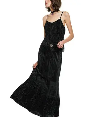 Anna Sui Plisse Tiered Maxi Skirt