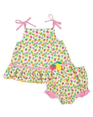 FLORENCE EISEMAN Printed Seersucker Dress And Bloomer Set - White/multi