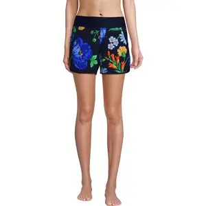 LANDS' END 3" Quick Dry Board Shorts - Navy/exploded Poppy Floral