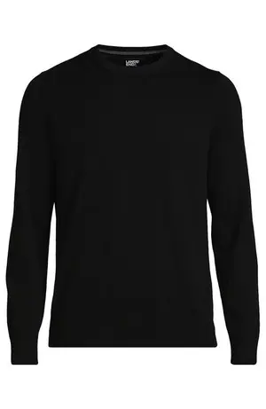 LANDS' END Fine Gauge Cotton Crew Neck Sweater - Black
