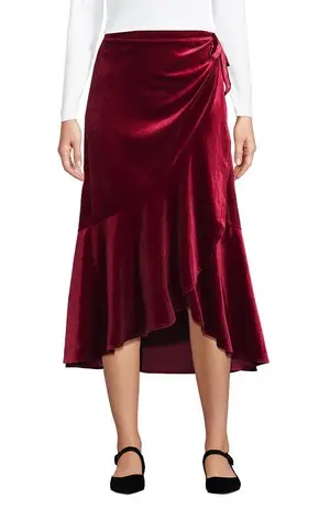 LANDS' END Velvet Wrap Midi Skirt