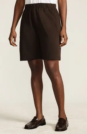 LANDS' END Sport Knit High-rise Shorts - Rich Coffee