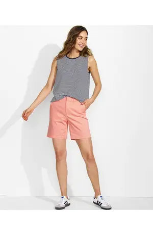 LANDS' END Classic 7" Chino Shorts With Elastic Back - Crisp Peach