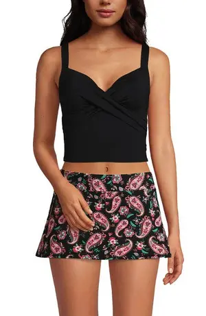 LANDS' END D-cup Wirefree Wrap Tankini Top - Black