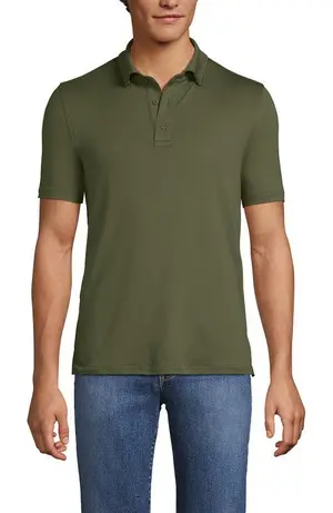 LANDS' END Tall Short Sleeve Cooling Performance Polo - River Stone Green