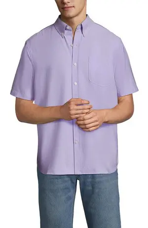 LANDS' END Short Sleeve Sail Rigger Shirt - Pale Deep Lilac