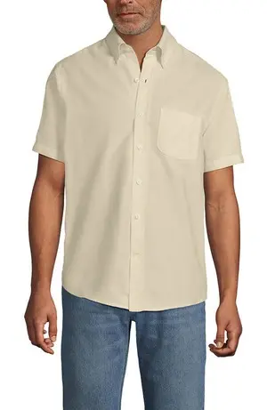 LANDS' END Short Sleeve Sail Rigger Shirt - Pale Sweet Butter