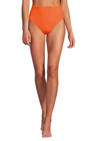 LANDS' END High Waisted Bikini Bottom Neon Tangerine